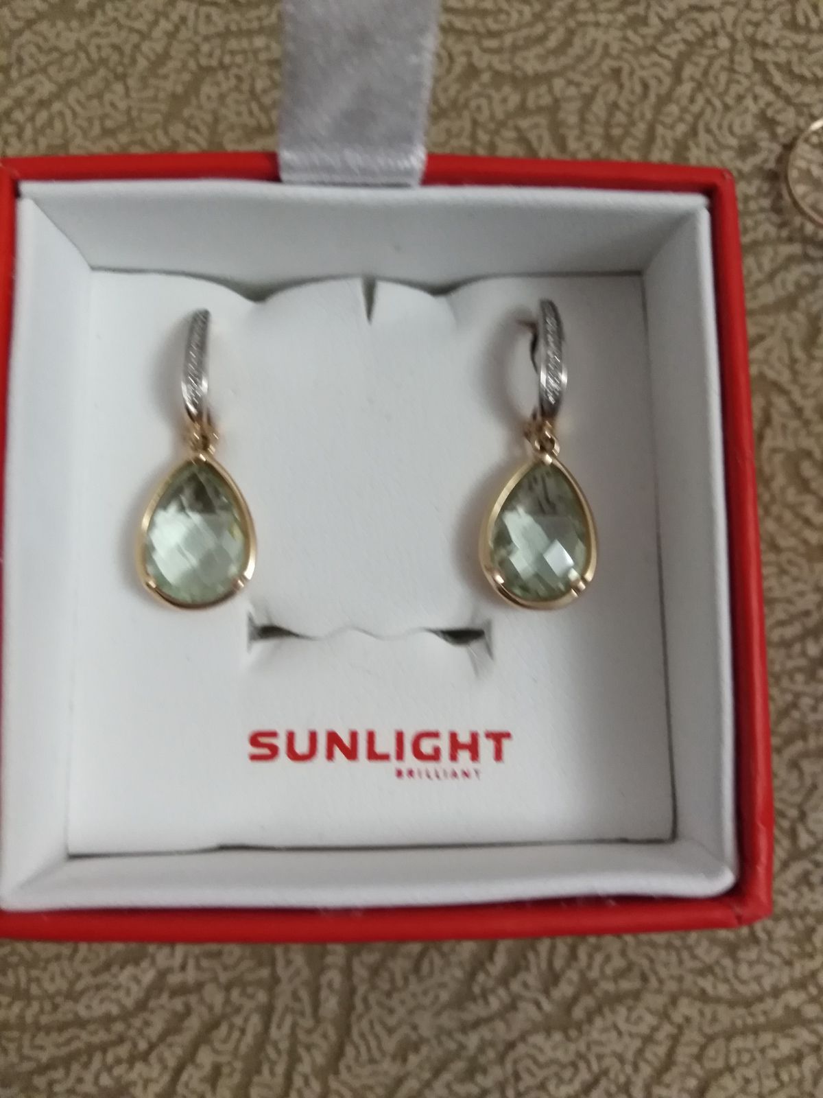 Золотые серьги с празиолит и бриллиантами SUNLIGHT: розовое золото 585 ...