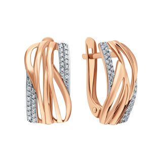 Золотые серьги с фианитами МОСКОВСКИЙ ЦЕПЕВЯЗАЛЬНЫЙ ЗАВОД кл3501а-01 ...