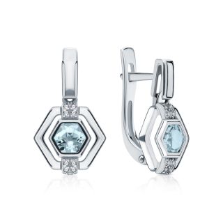 Серебряные серьги с фианитами и топазами SUNLIGHT с2-959Тп: белое ...