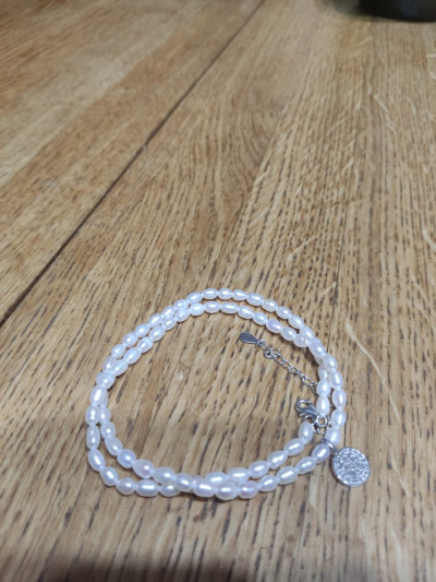 Серебряное шейное украшение с жемчугом SUNLIGHT S90535-H9W-01: белое ...